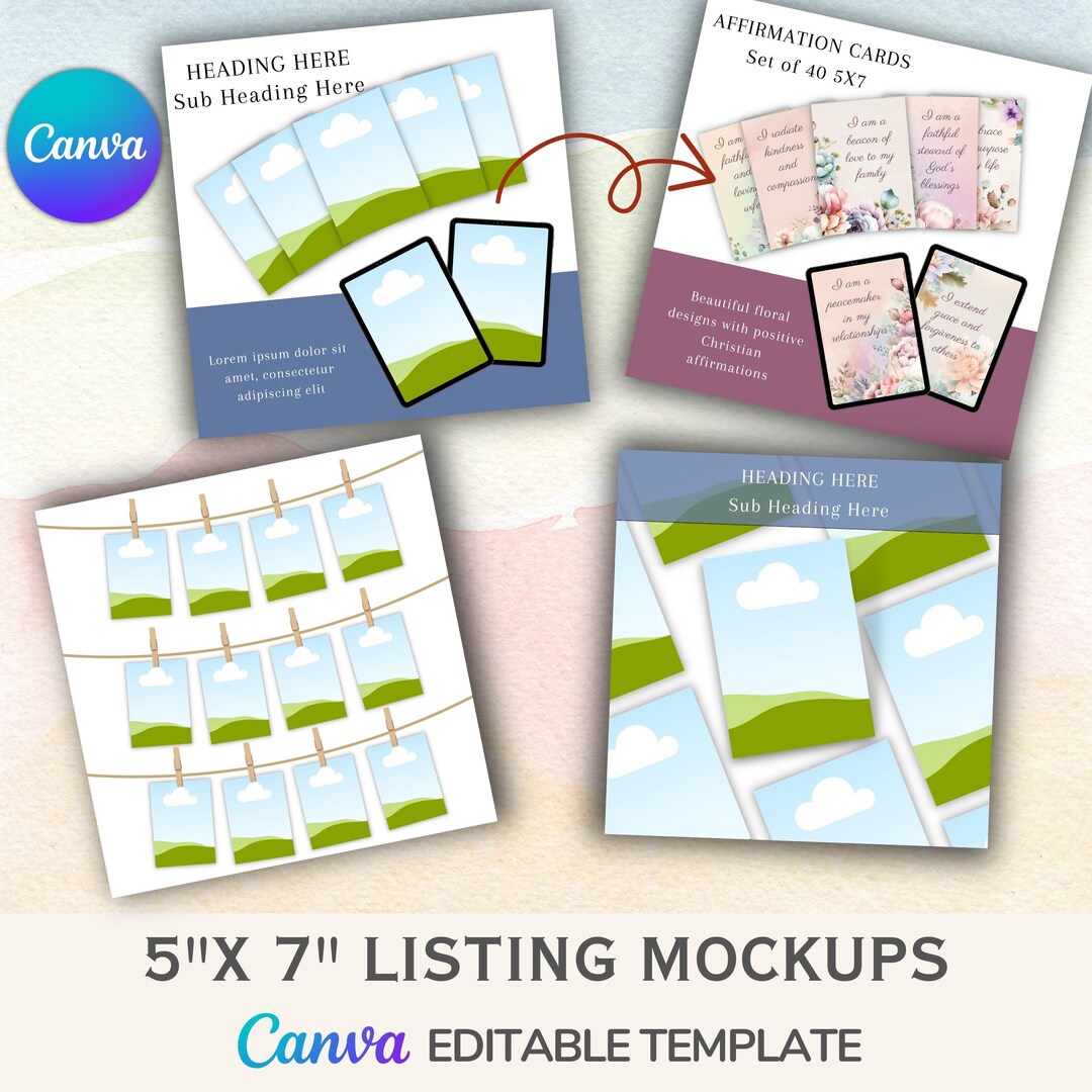 Canva 5x7 Card, Invite, Party Game Mockups for Etsy Sellers - Easily ...