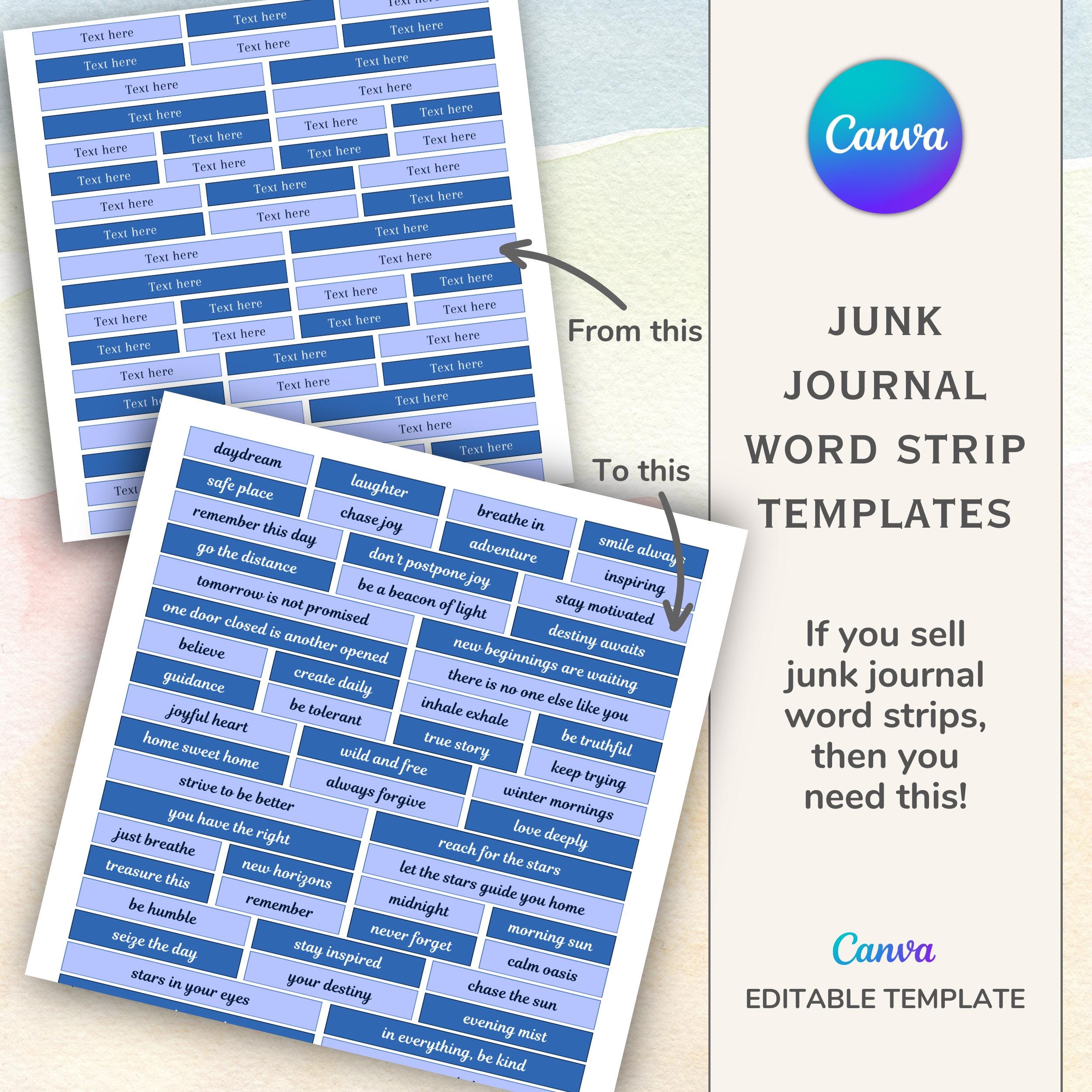 Canva Word Strip Templates: Junk Journal Supplies (digital Download) - Etsy