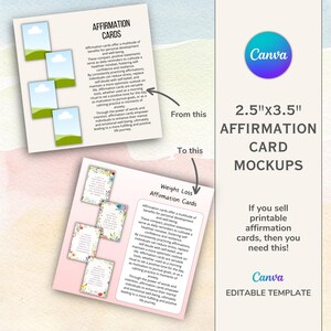 Canva Affirmation Card Mockups: 2.5"x3.5" Etsy Listing Templates ...