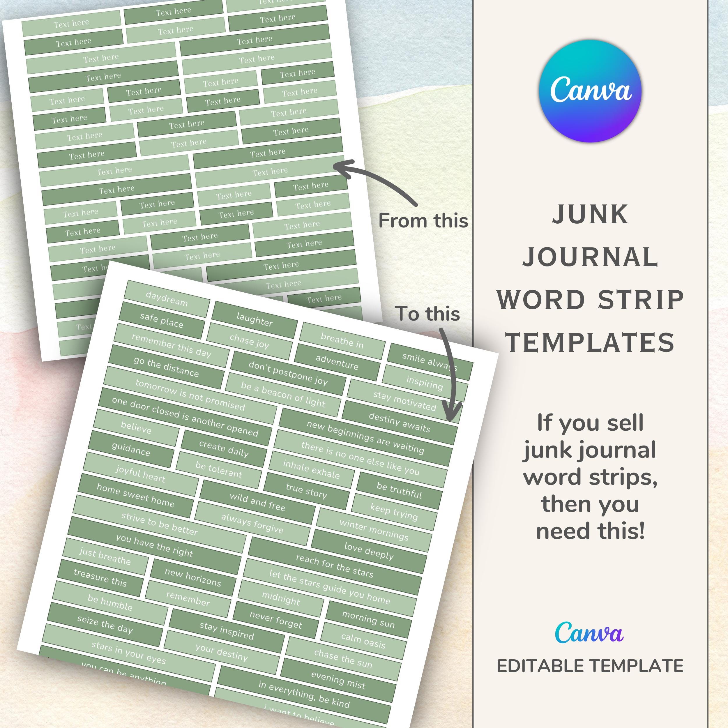 Canva Word Strip Templates: Junk Journal Supplies (digital Download) - Etsy
