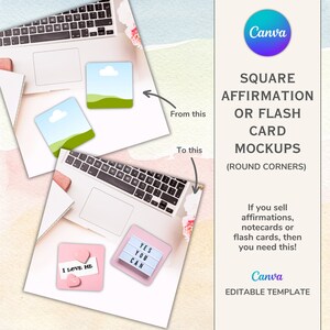 Canva Digital Square Affirmation Card Mockups (round Corners) for Etsy ...