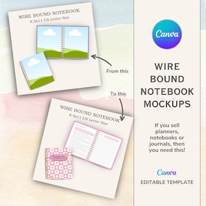 Canva Editable Wire Bound Notebook Mockups: Etsy Listing Templates (8 ...