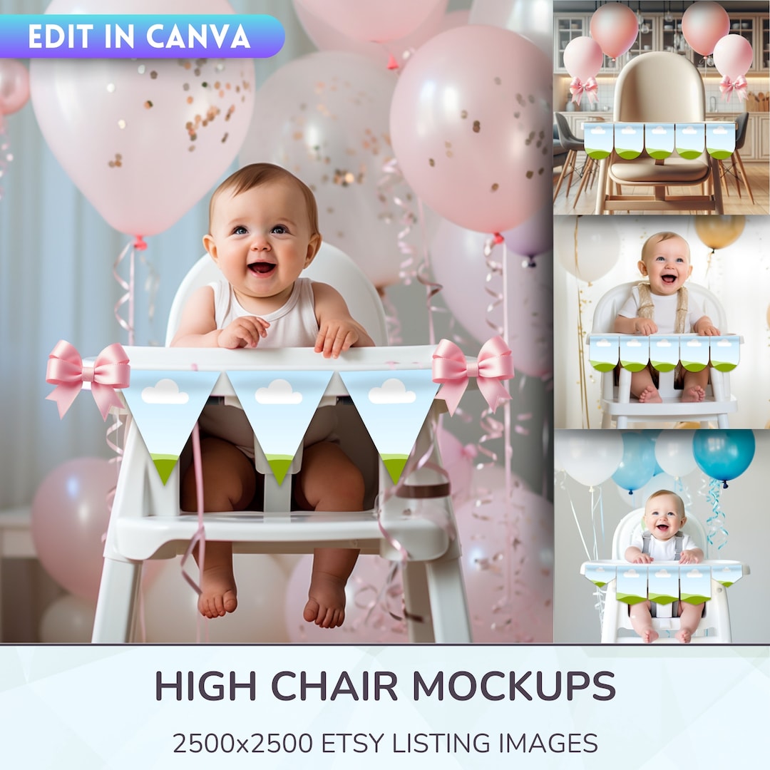 Canva High Chair Mockup Templates: Etsy Banner Flag Listing Images ...