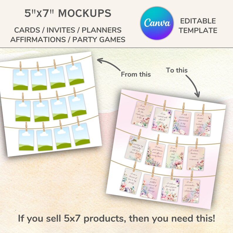 Canva 5x7 Card, Invite, Party Game Mockups for Etsy Sellers Easily ...