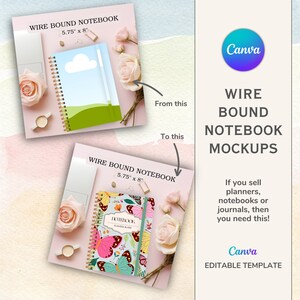 Canva Editable Wire Bound Notebook Mockups: Etsy Listing Templates (8 ...