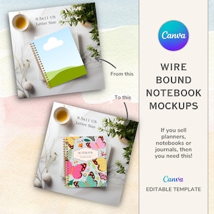 Canva Editable Wire Bound Notebook Mockups: Etsy Listing Templates (8 ...
