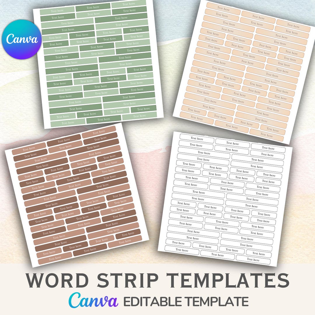 Canva Word Strip Templates: Junk Journal Supplies (digital Download) - Etsy