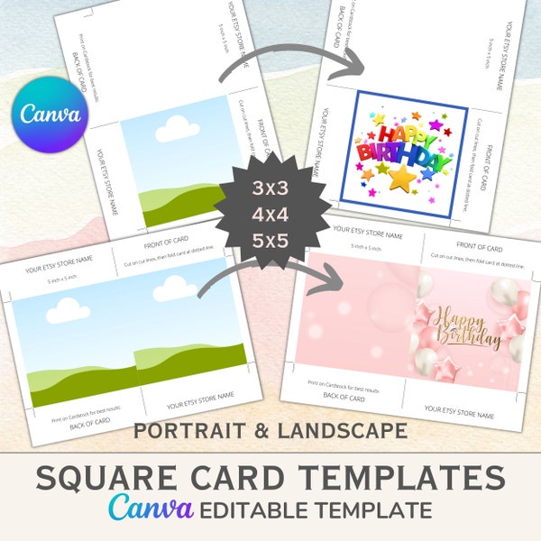 5x5 Card Template - Etsy