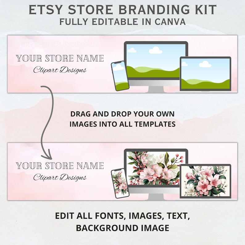 Etsy Store Branding Kit: Canva Editable Templates, Banners, Logo ...
