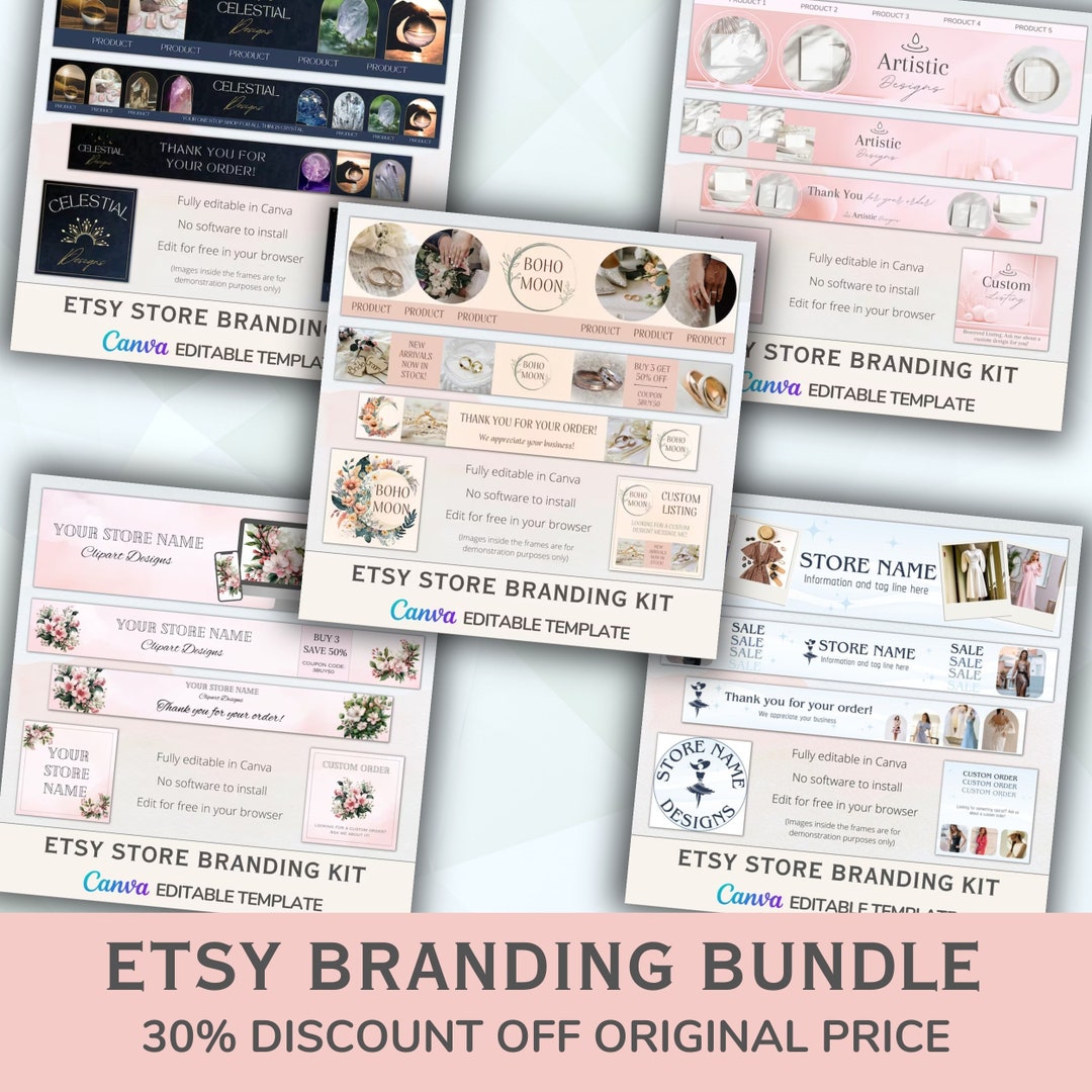 Etsy Store Branding Kit Bundle for Etsy Sellers - Easily Rebrand Your ...