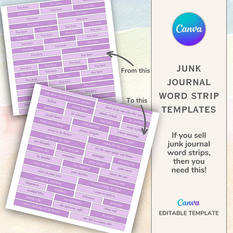 Canva Word Strip Templates: Junk Journal Supplies (digital Download) - Etsy
