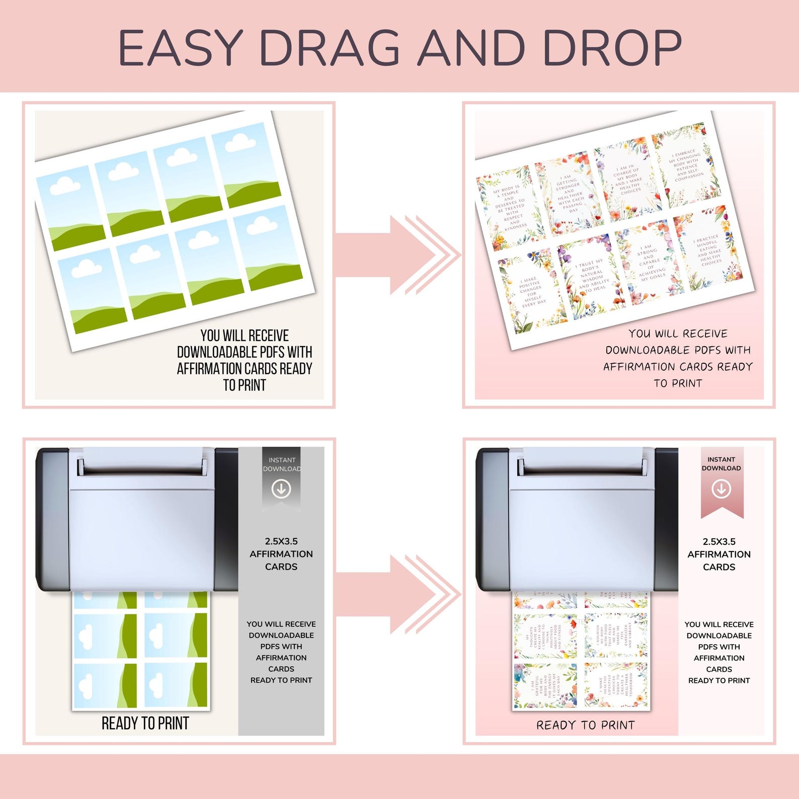 Canva Affirmation Card Mockups: 2.5"x3.5" Etsy Listing Templates ...