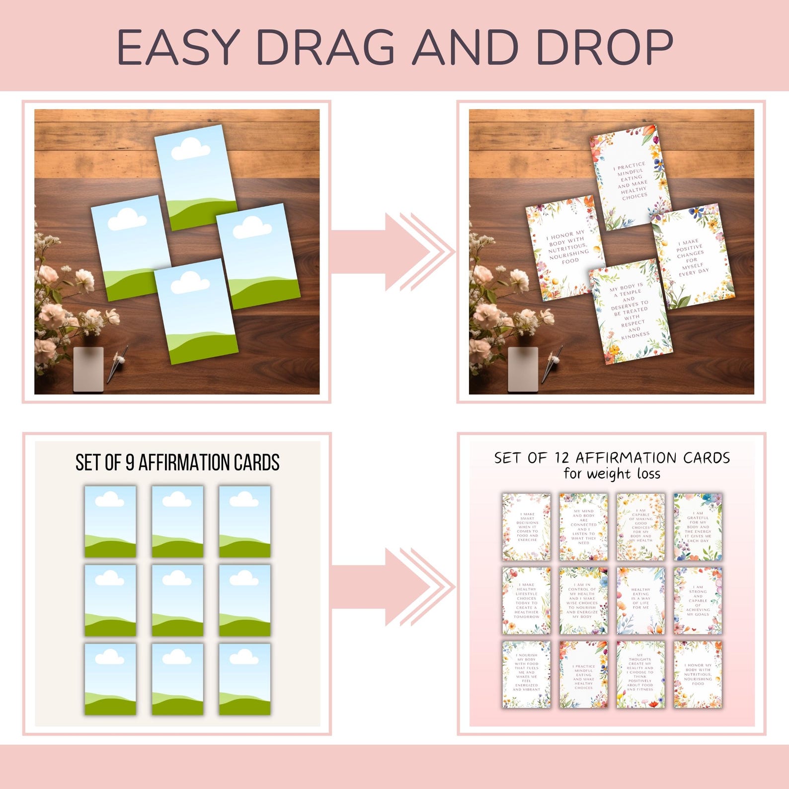 Canva Affirmation Card Mockups: 2.5"x3.5" Etsy Listing Templates ...