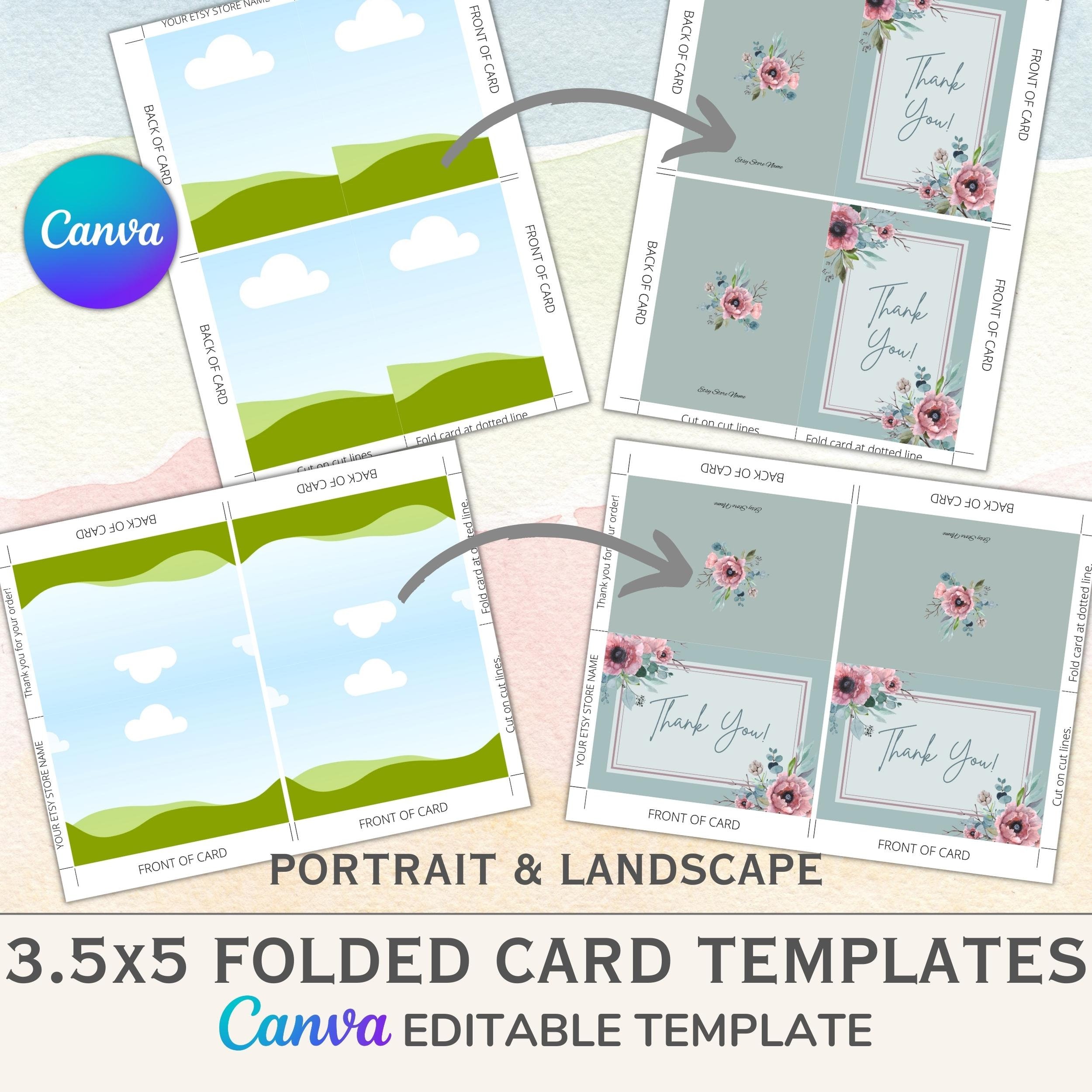 Canva Digital 3.5x5 Folded Card Template for Etsy Sellers Easily Create ...