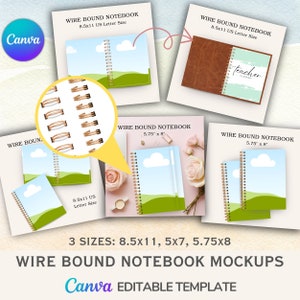 Canva Editable Wire Bound Notebook Mockups: Etsy Listing Templates (8 ...