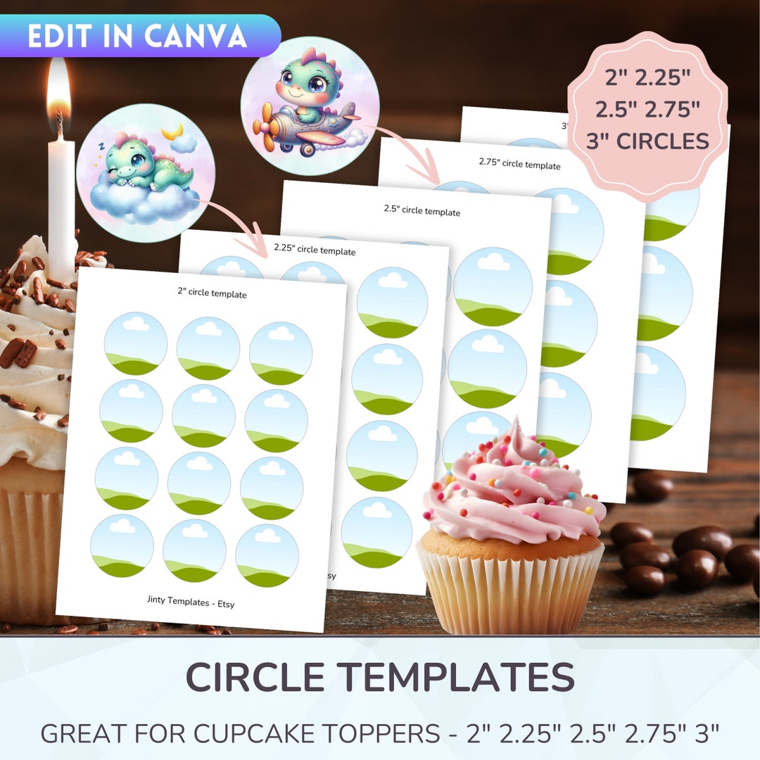 Canva Circle Templates: Cupcake Toppers, Gift Tags (digital Download ...