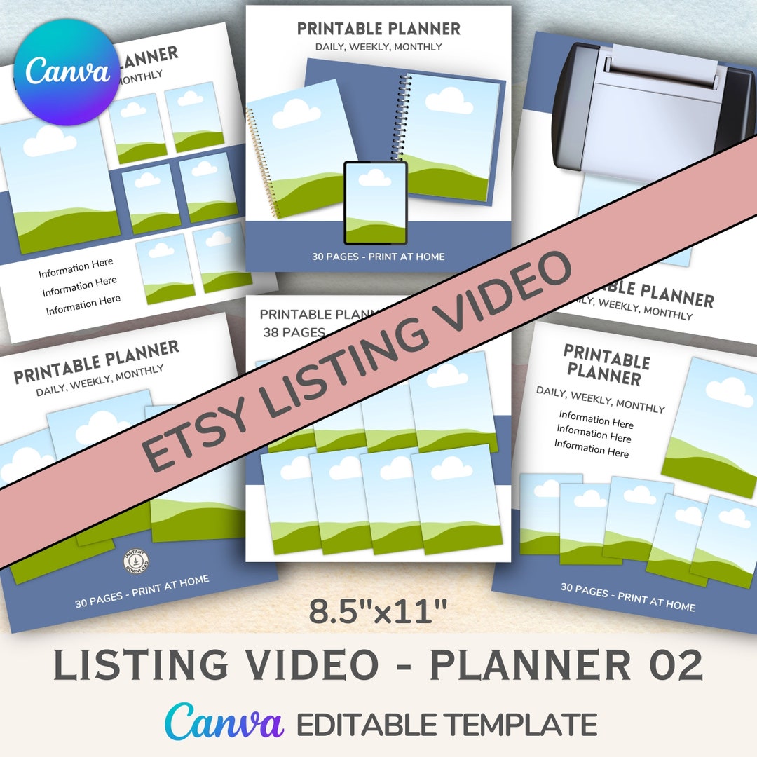 Canva Editable Listing Video 02 for Planner 8.5x11 Mockups for Etsy ...