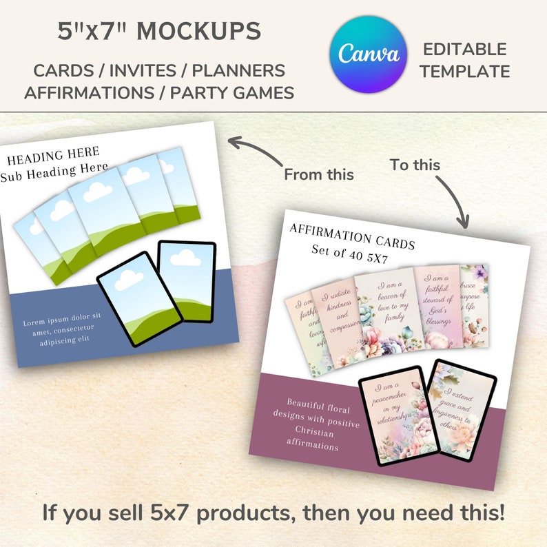 Canva 5x7 Card, Invite, Party Game Mockups for Etsy Sellers Easily ...