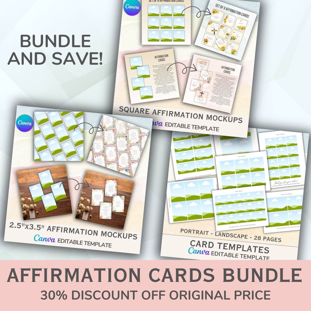 Canva Affirmation Card Mockup Templates Bundle (digital Download) - Etsy