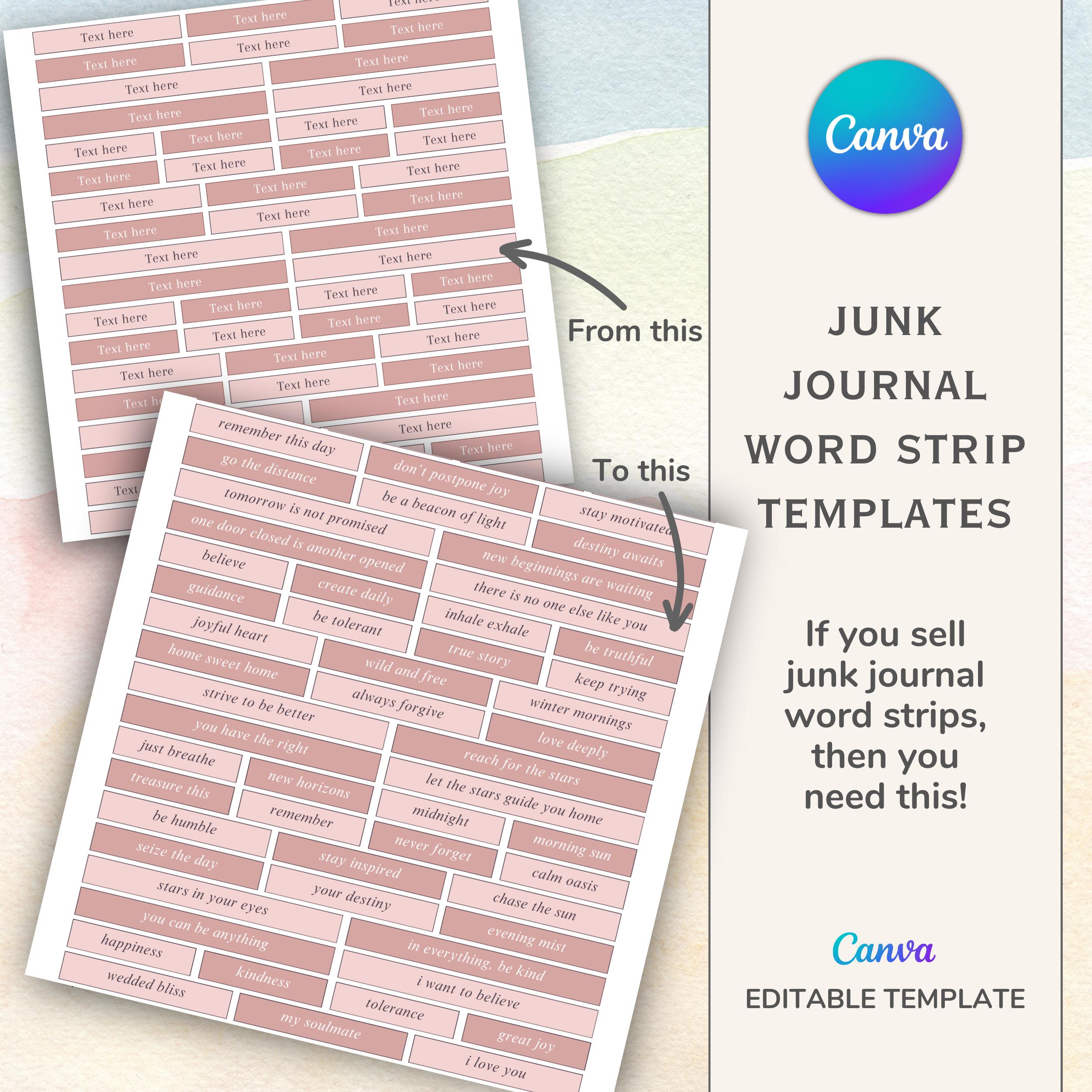 Canva Word Strip Templates: Junk Journal Supplies (digital Download) - Etsy