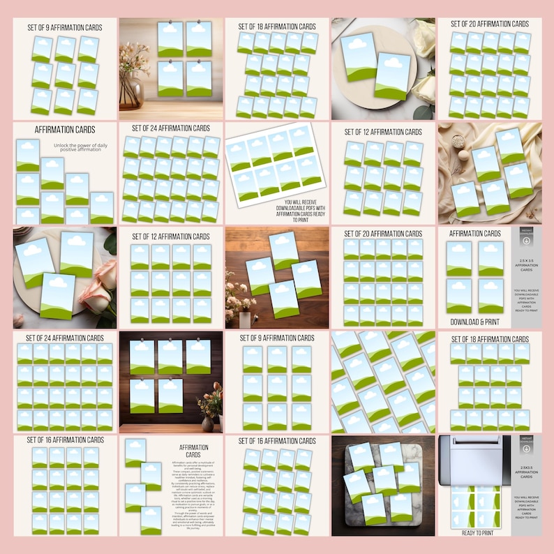 Canva Affirmation Card Mockups: 2.5"x3.5" Etsy Listing Templates ...