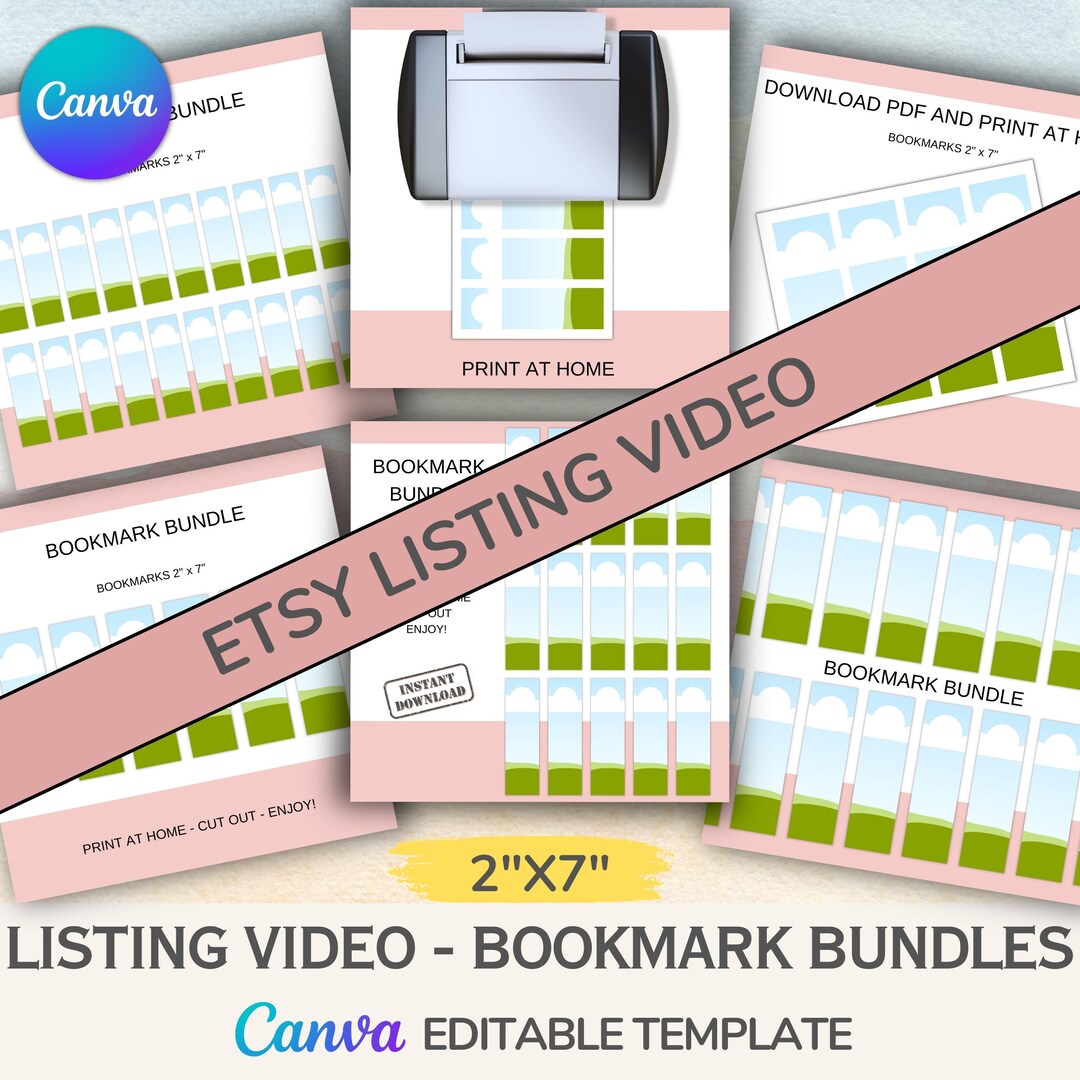 Canva Editable Listing Video 04 for Bookmark Bundles 2"x7" Mockups for ...