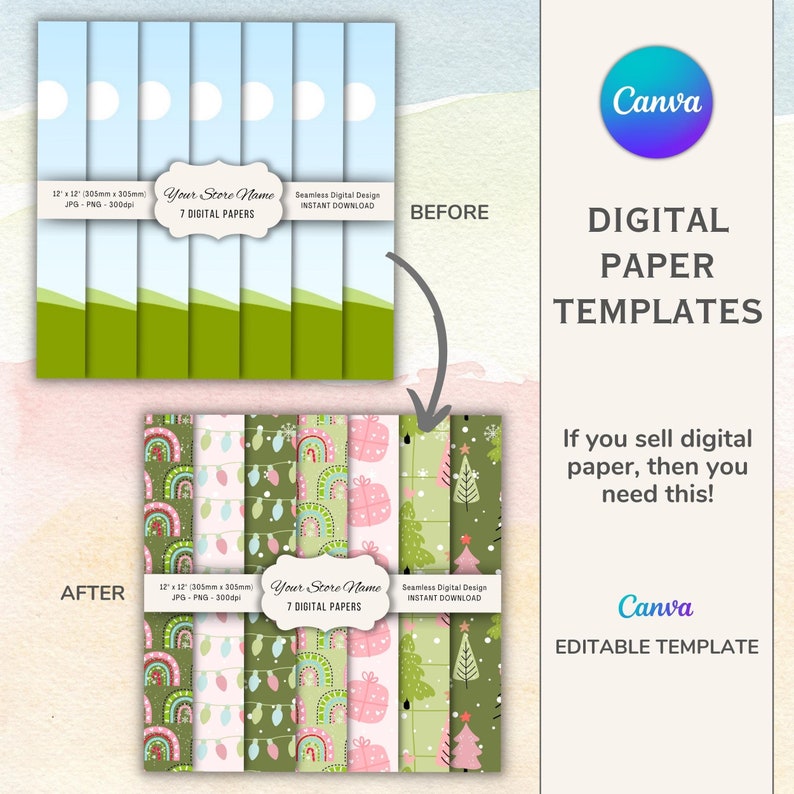 Canva Digital Paper Mockup Templates for Etsy Listings (digital ...