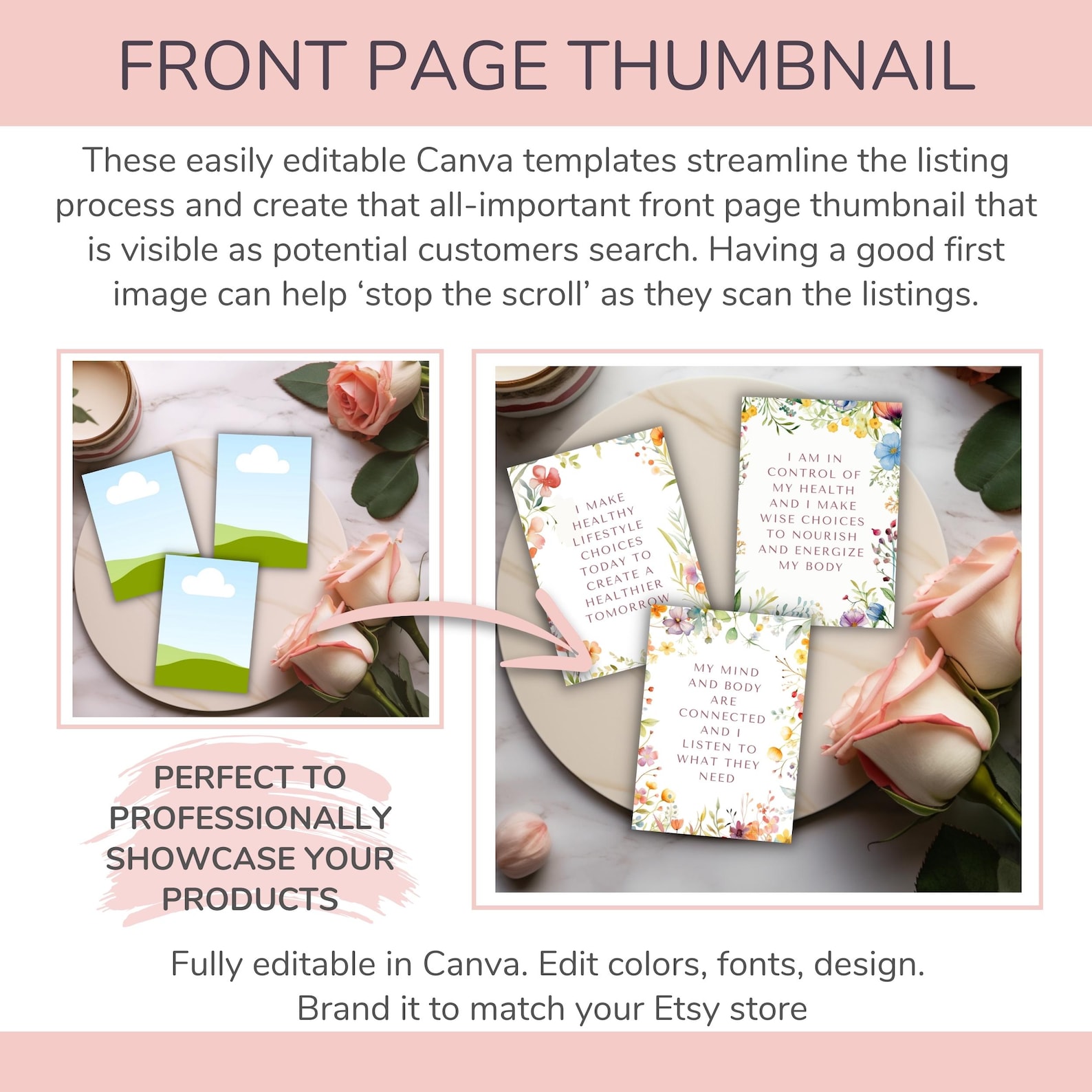 Canva Affirmation Card Mockups: 2.5"x3.5" Etsy Listing Templates ...