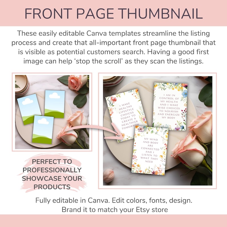 Canva Affirmation Card Mockups: 2.5"x3.5" Etsy Listing Templates ...