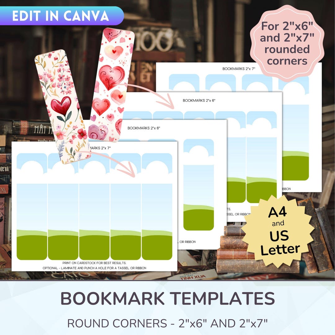 Canva Bookmark Template: 2x6 & 2x7 Rounded Corners (digital Download ...
