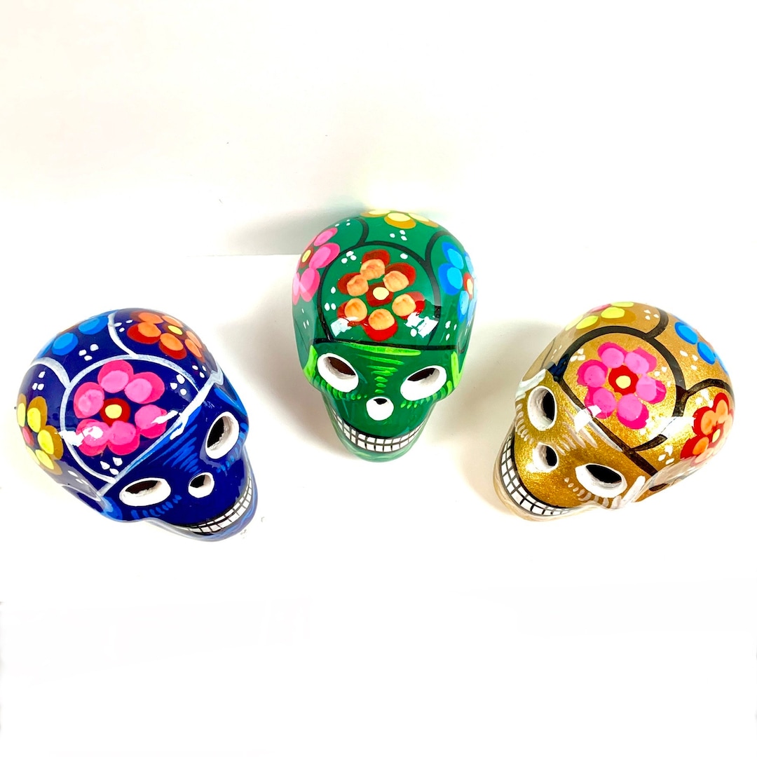 Mini Day of the Dead Skulls choose Color Hand-painted Ceramic Calavera ...