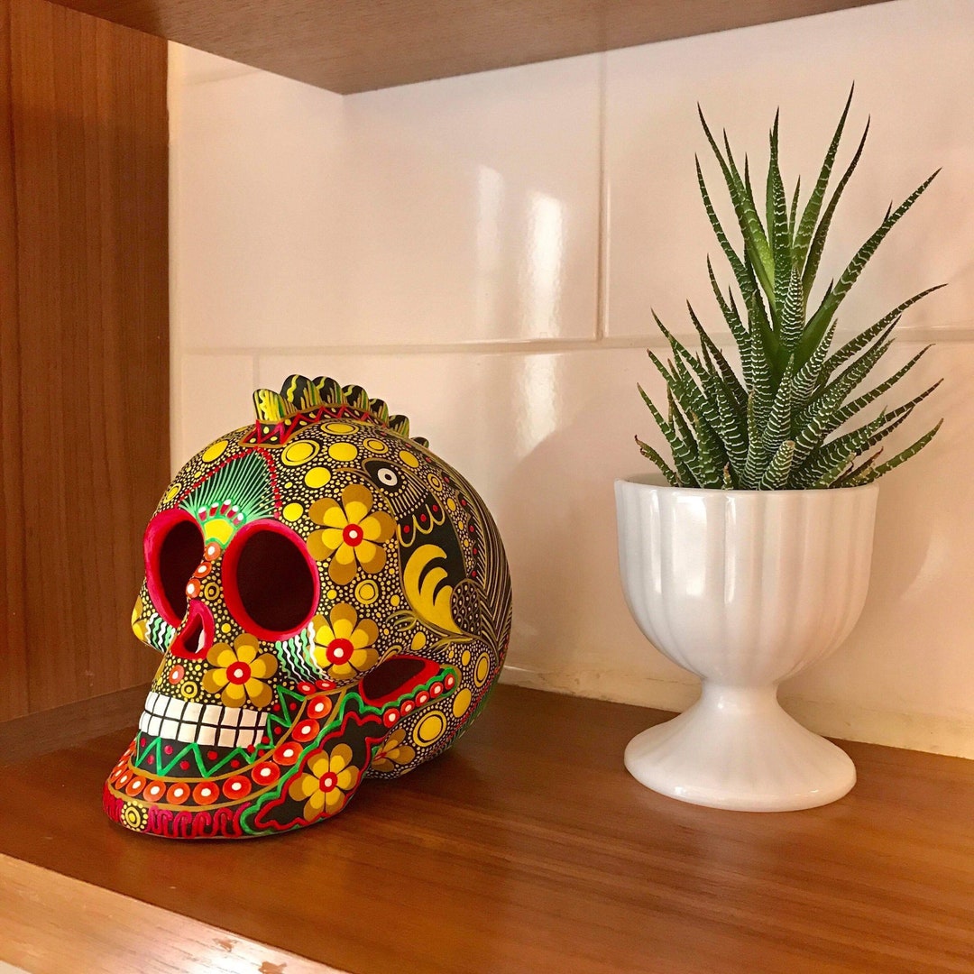 Extra Large Hand Painted Ceramic 'sugar' Skull Day of - Etsy