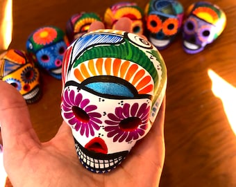 Small Multicolor Hand Painted Sugar Skull Dia De Los Muertos Skull Day ...