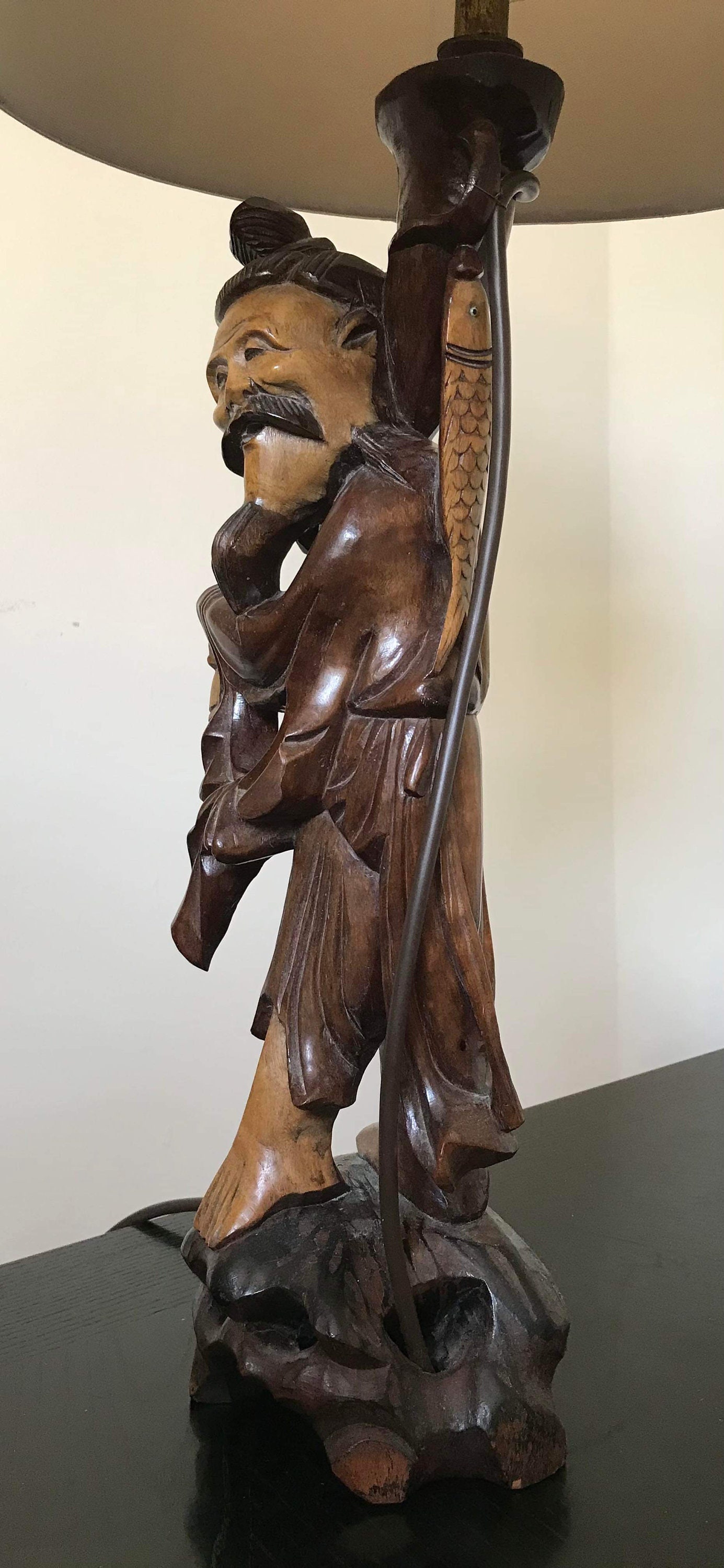Chinese Root Wood Carving Lamp & Shade - Etsy
