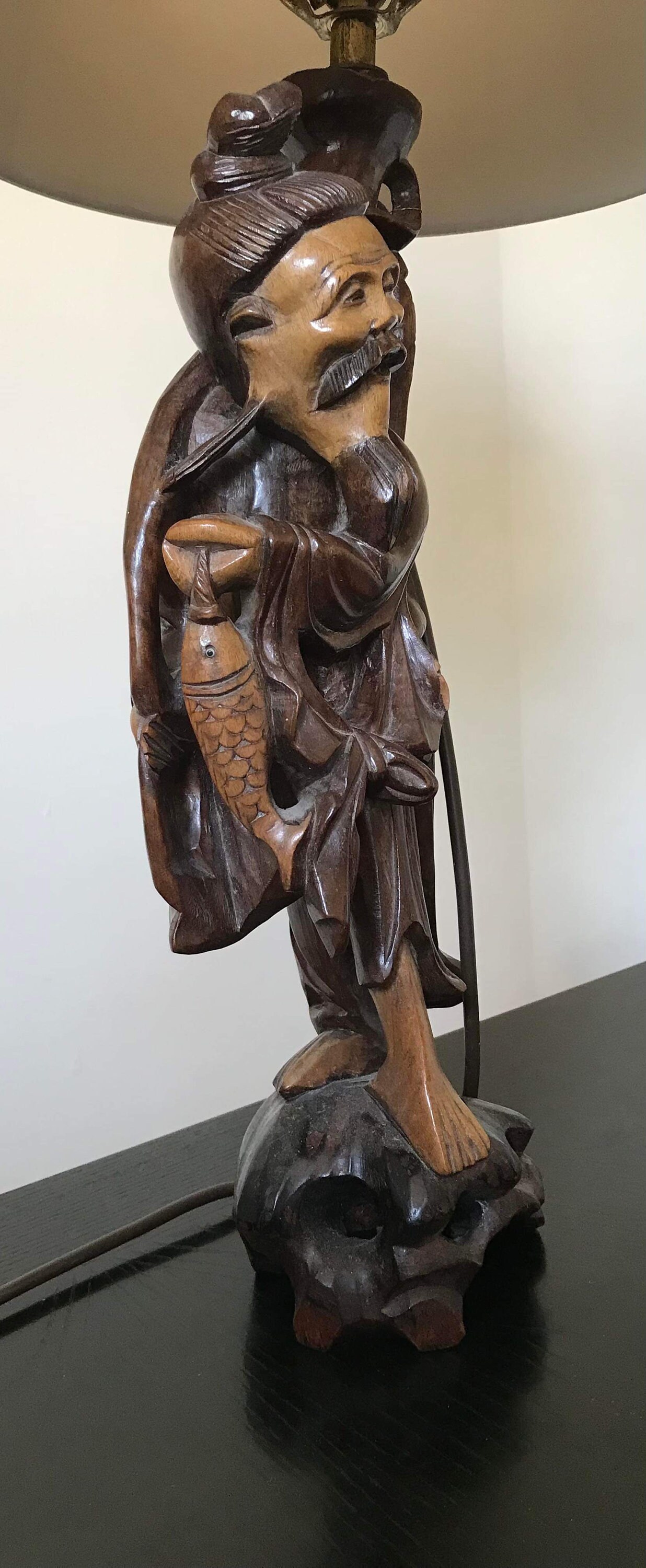 Chinese Root Wood Carving Lamp & Shade - Etsy
