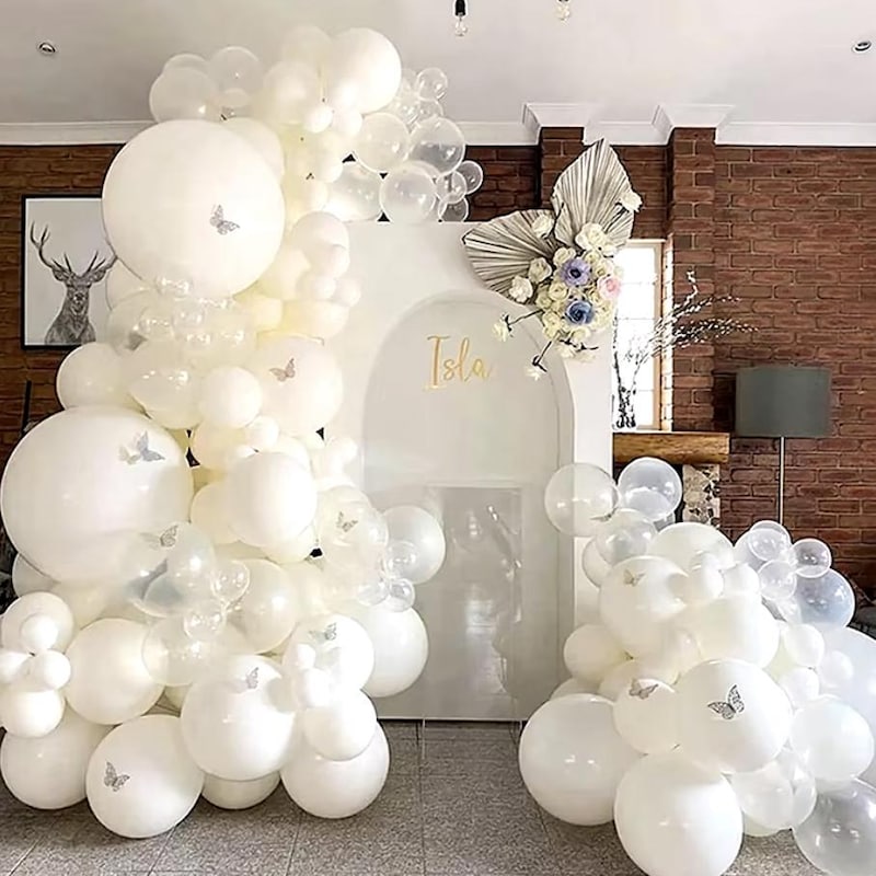 Pink Silver White Balloon Arch - Etsy