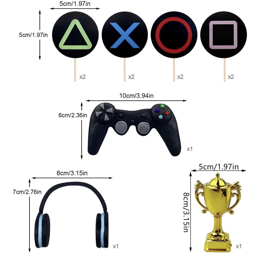 Video Game Cake Topper Set: Controller, Headset, Gaming Symbols - Etsy