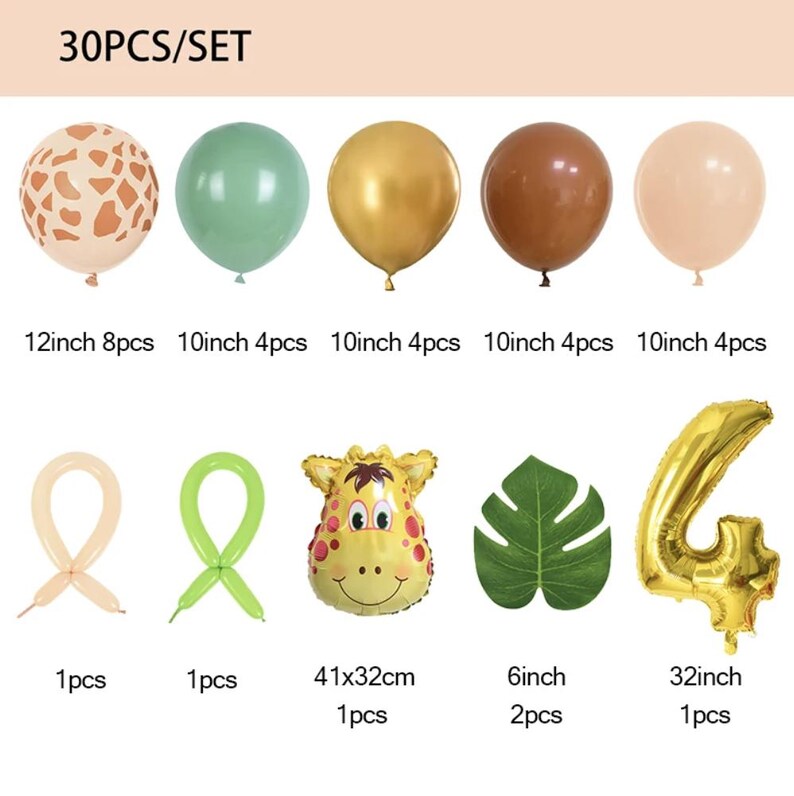 Jungle Giraffe Number Balloon Stack Kit: DIY Birthday Party Decor - Etsy