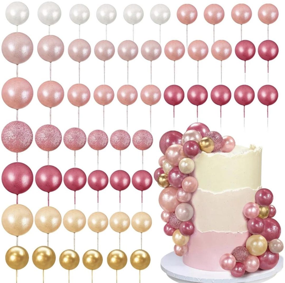 56pcs Mini Cake Toppers Barbie Pink, Glimmer, Metallic Gold and White ...