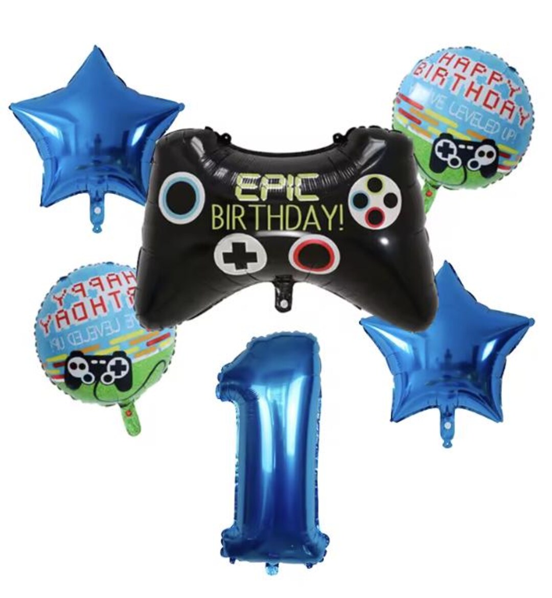 Gaming Birthday Balloon Bundle: Controller, Level Up, Blue Star - Etsy