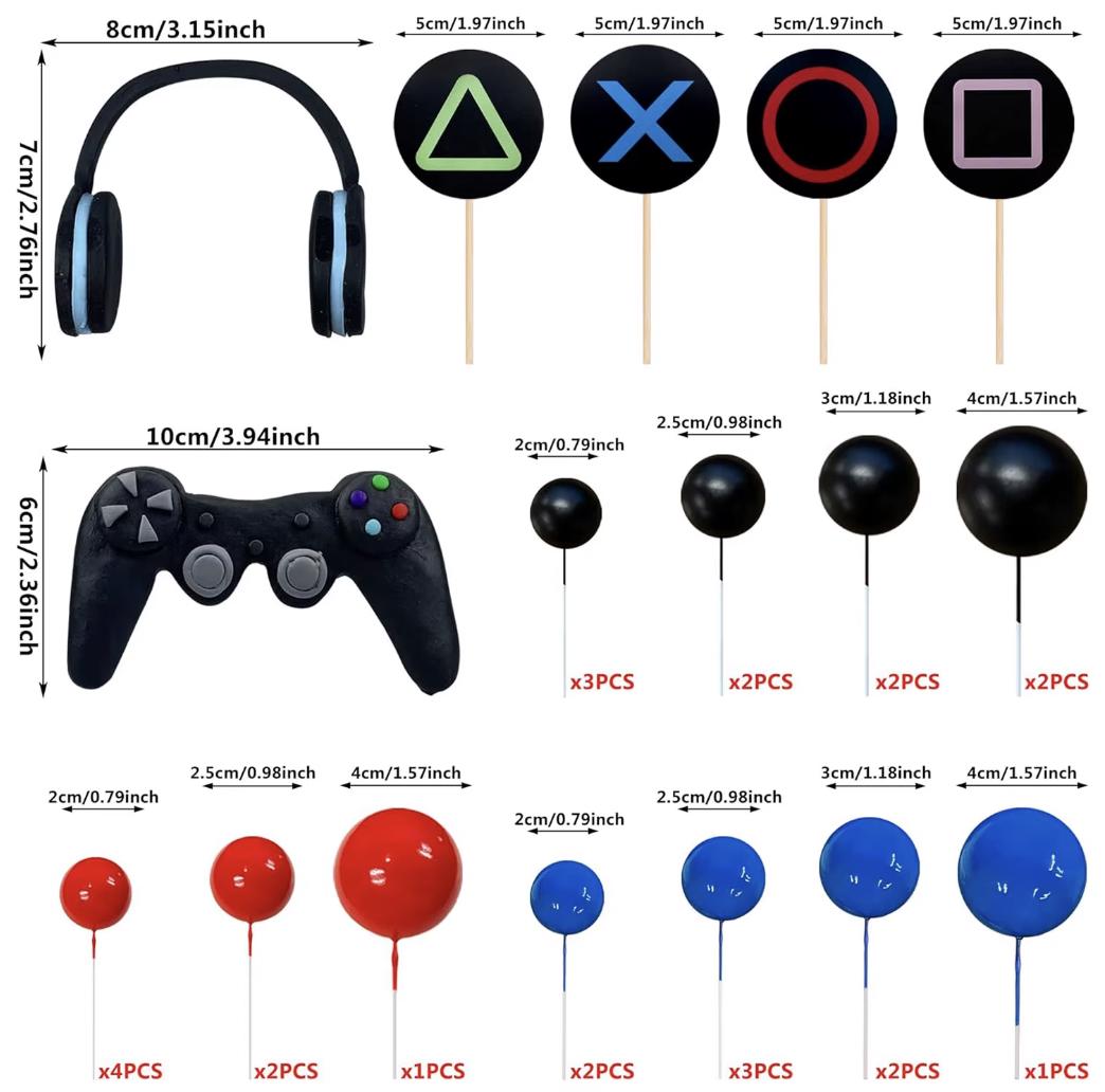 Video Game Cake Topper Set: Controller, Headset, Gaming Symbols - Etsy