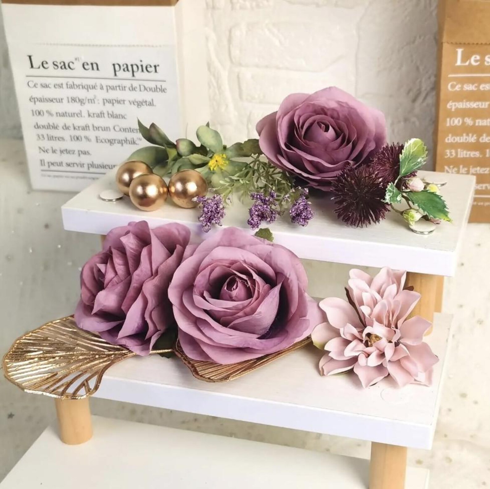 Floral Cake Topper Set: Pink, Purple & Gold Birthday Decorations - Etsy