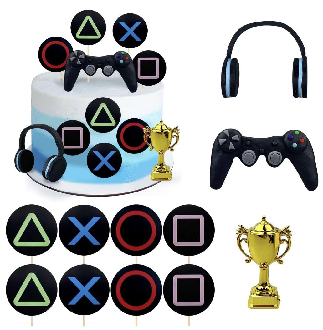 Video Game Cake Topper Set: Controller, Headset, Gaming Symbols - Etsy