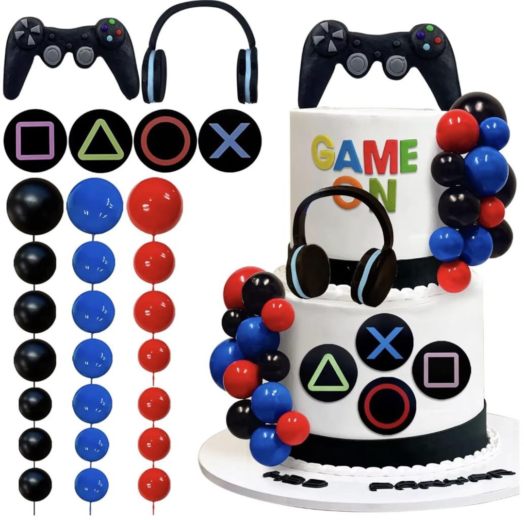 Video Game Cake Topper Set: Controller, Headset, Gaming Symbols - Etsy