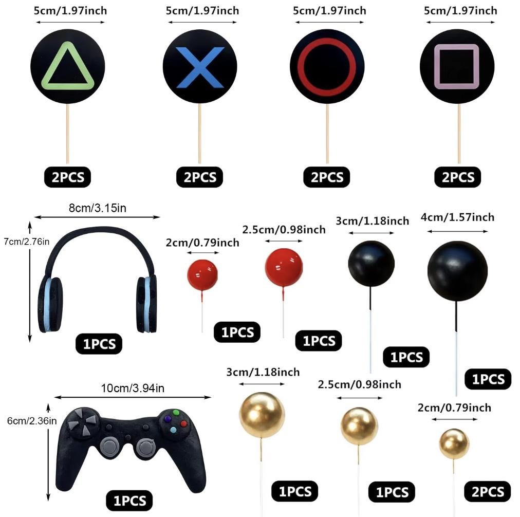 Video Game Cake Topper Set: Controller, Headset, Gaming Symbols - Etsy