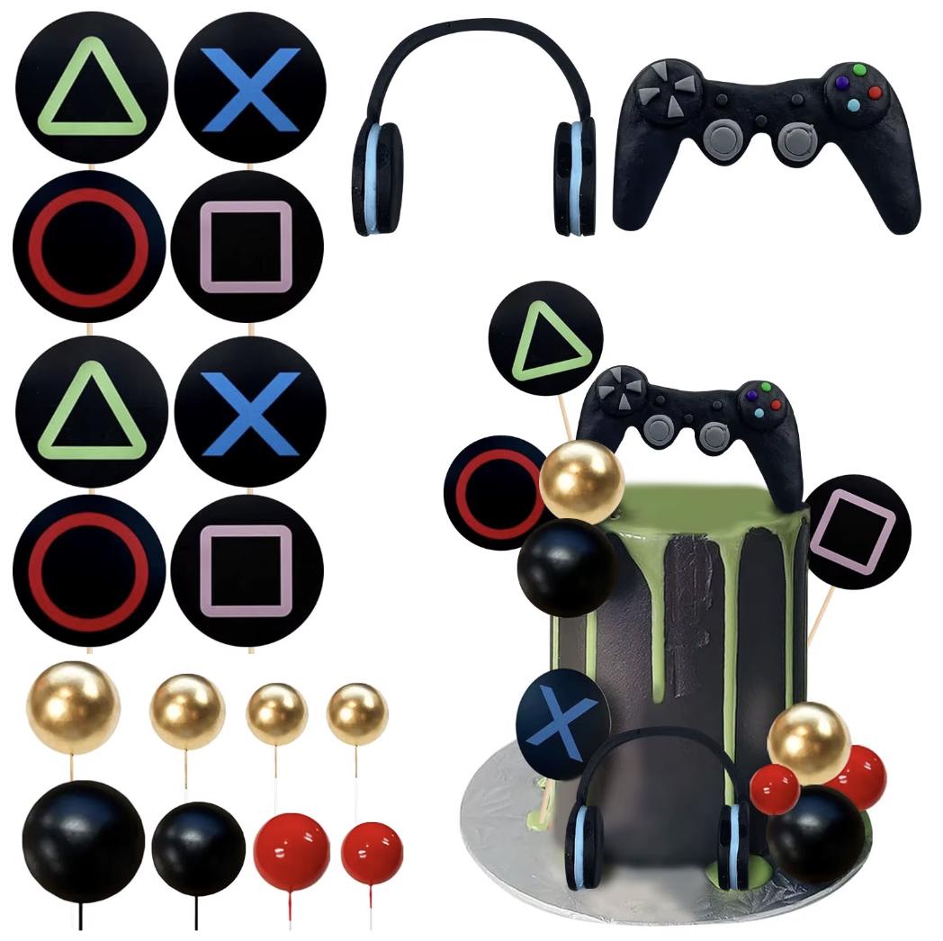 Video Game Cake Topper Set: Controller, Headset, Gaming Symbols - Etsy
