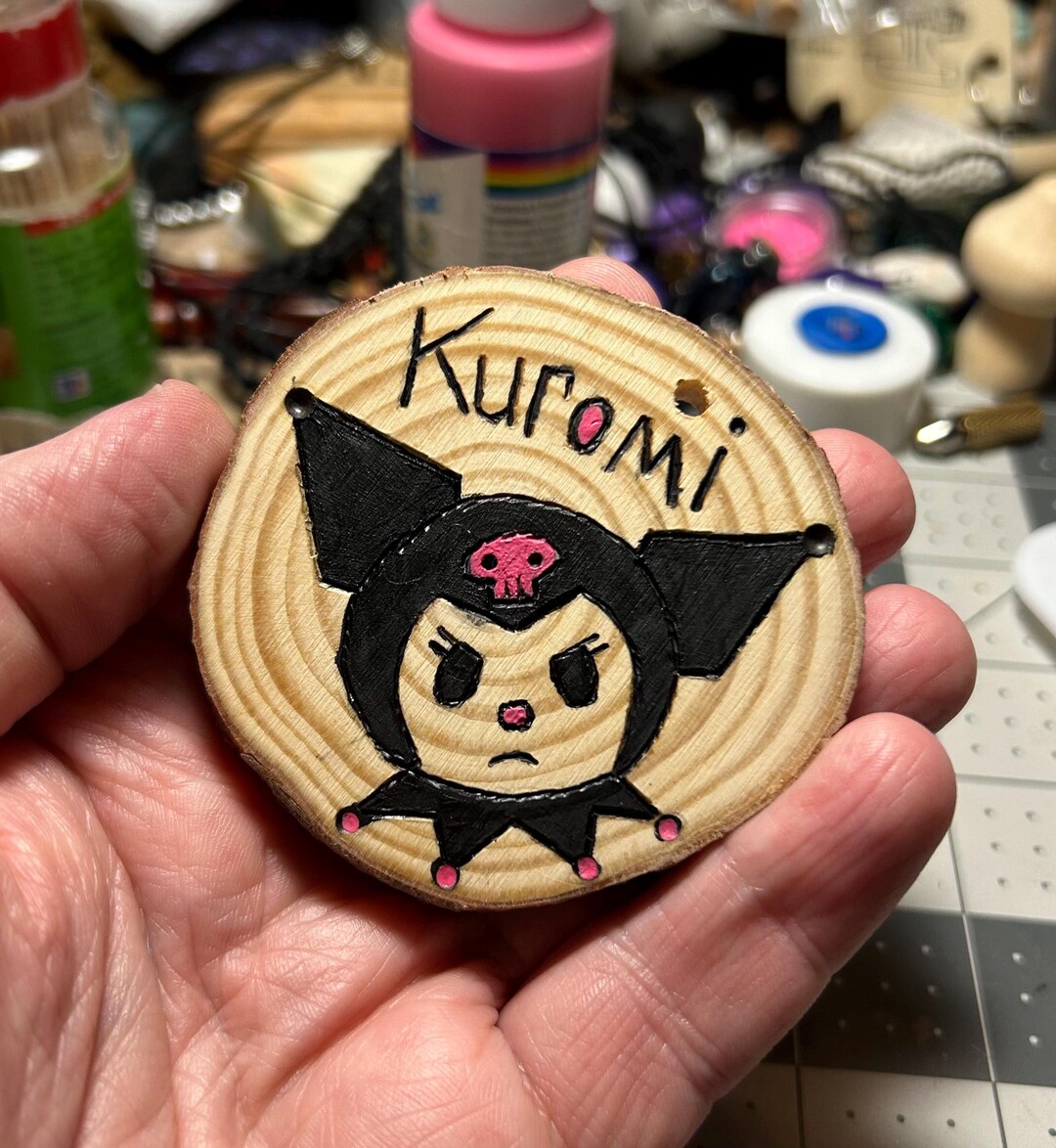 Unique Pyrographic Anime Kuromi Wooden Ornament - Etsy