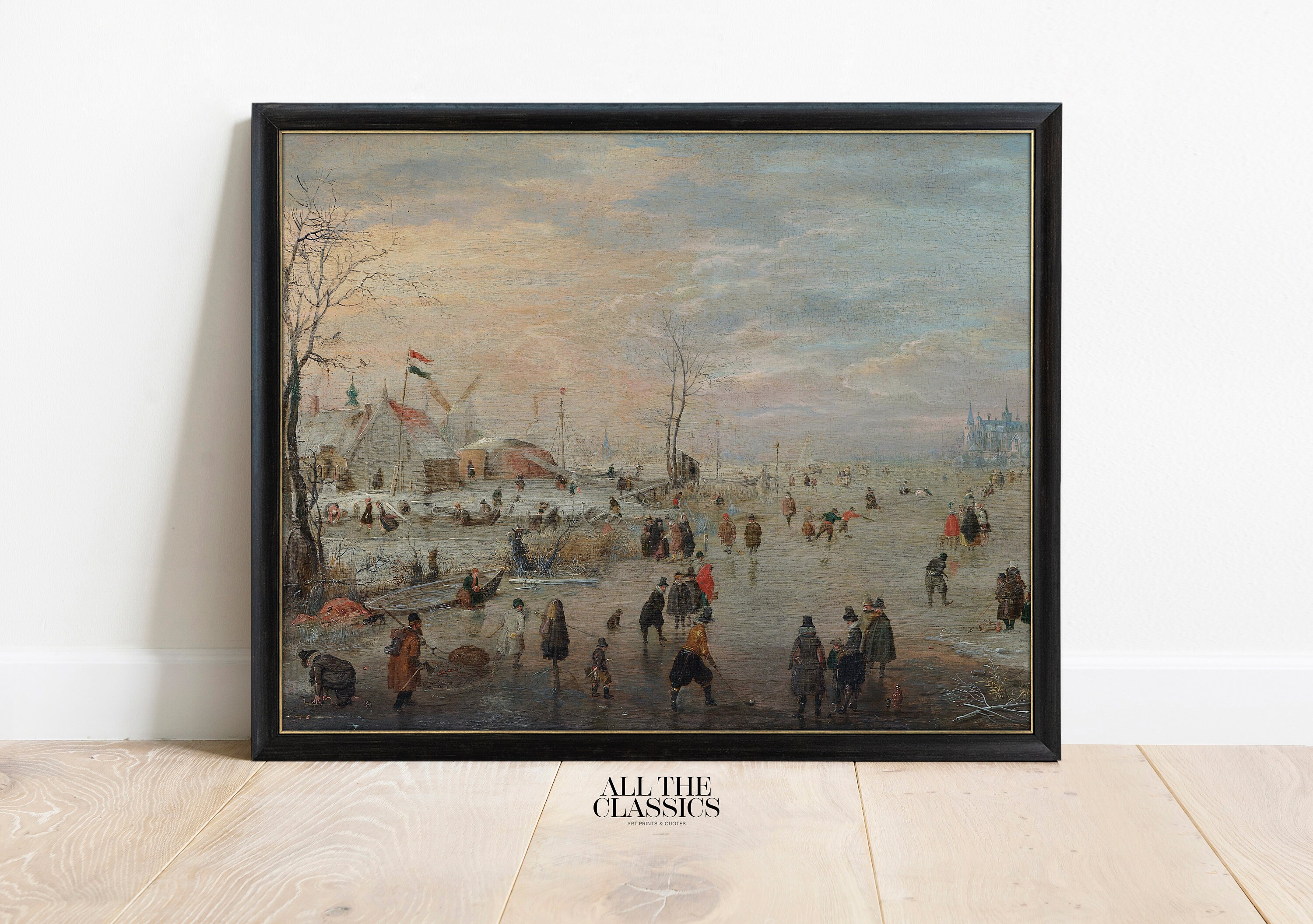 Vintage Art Print | Printable Wall Art | Rural Winter Village | Ice ...