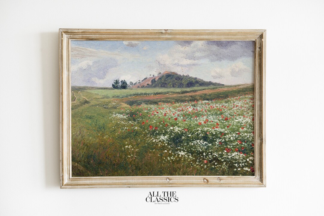 Vintage Art Print | Printable Wall Art | Colorful Flower Field Spring ...