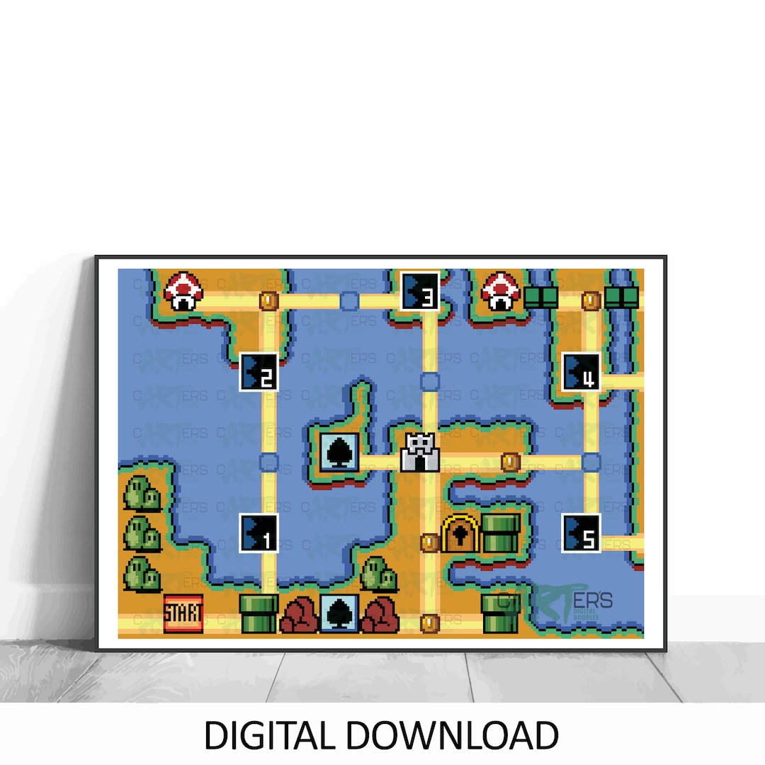 8bit Pixel Art | Retro Video Game | Map of the World | Gamer Gift ...